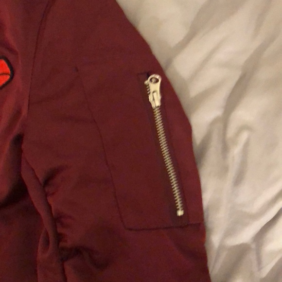Jackets & Coats | Patch Work Bomber Jacket Maroon | Poshmark
